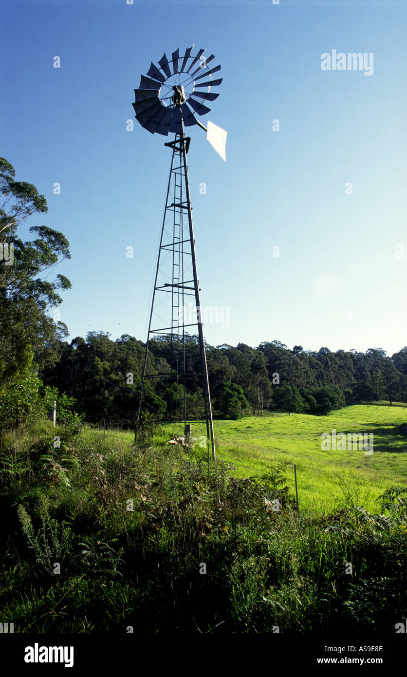 a windmill on farmland new south wales australia Stock Photo - Alamy