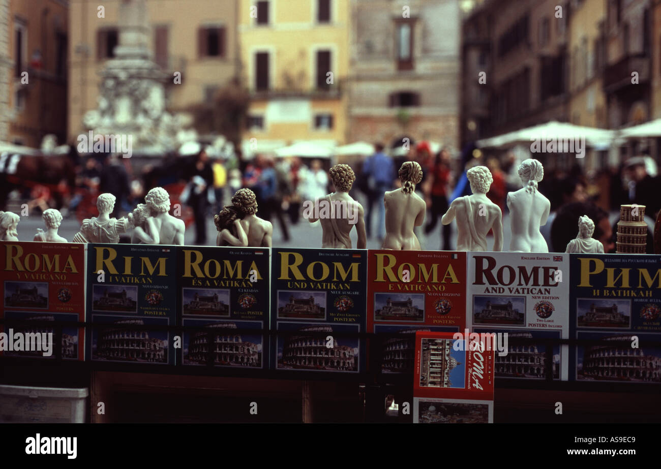 a souvenir stall selling guide books and roman gifts statues at the ...