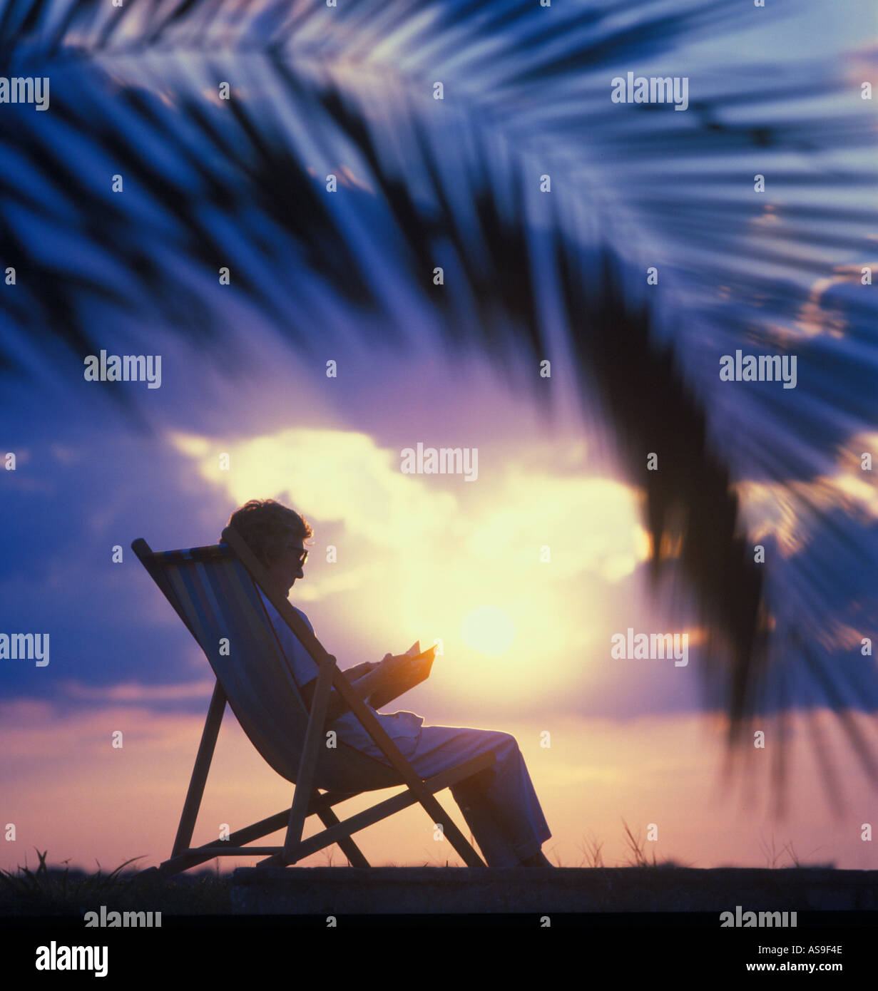 mature woman reading alone on tropical beach Stock Photo - Alamy