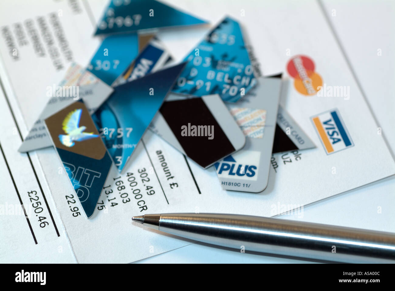 Creditcard Bill with a Destroyed Card Stock Photo - Alamy