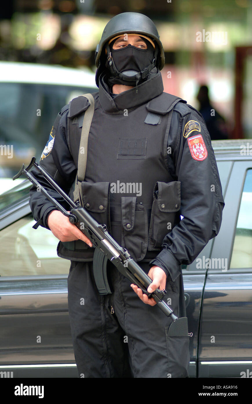 Bosnian Serb Special Forces Police Officer on the Streets During Raid ...
