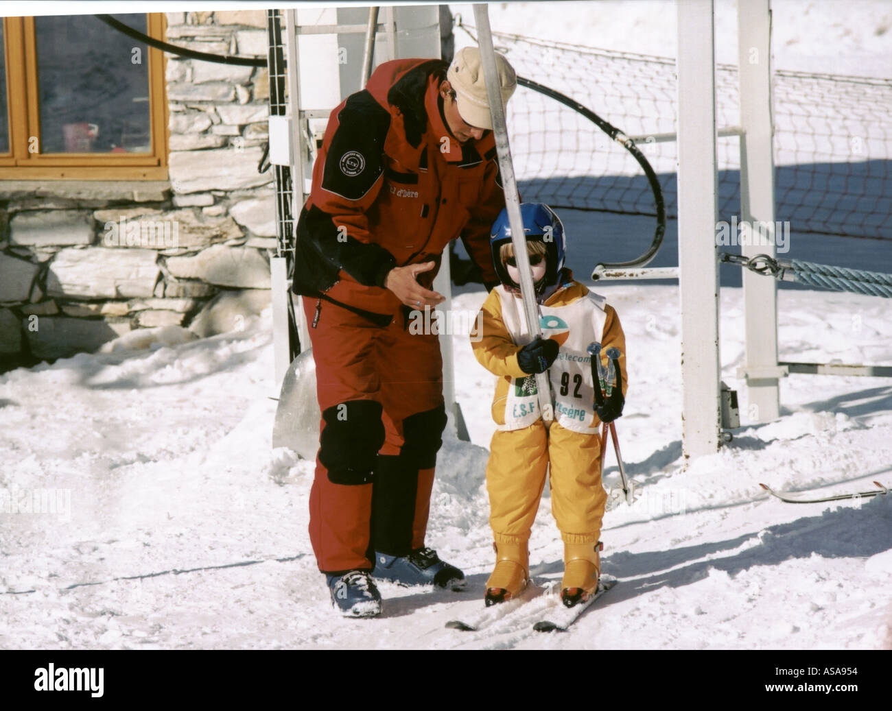 Getting started on the button lift on nursery slopes at Val D'Isere ...