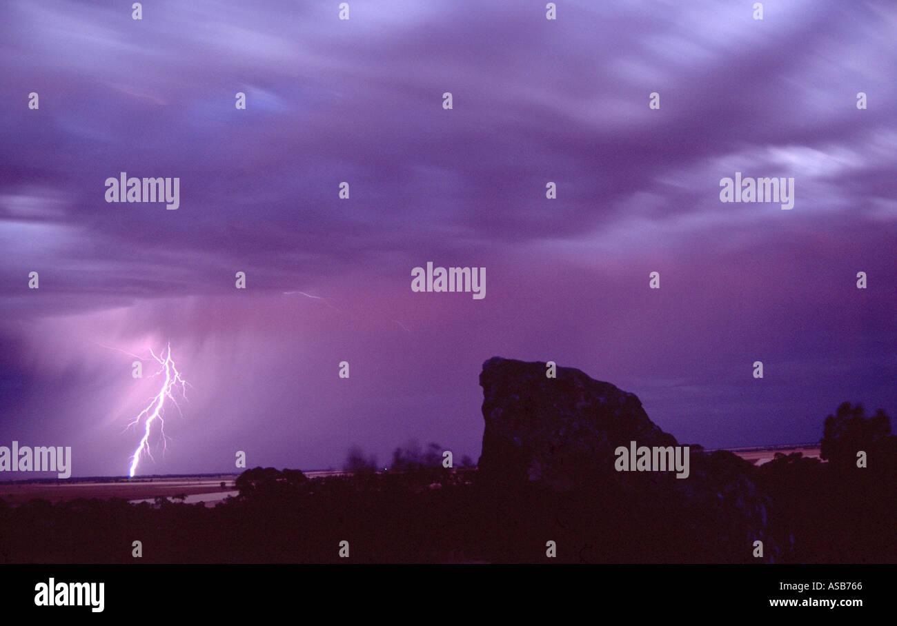 Lightning over the plains of the Wimmera, Victoria, Australia Stock ...