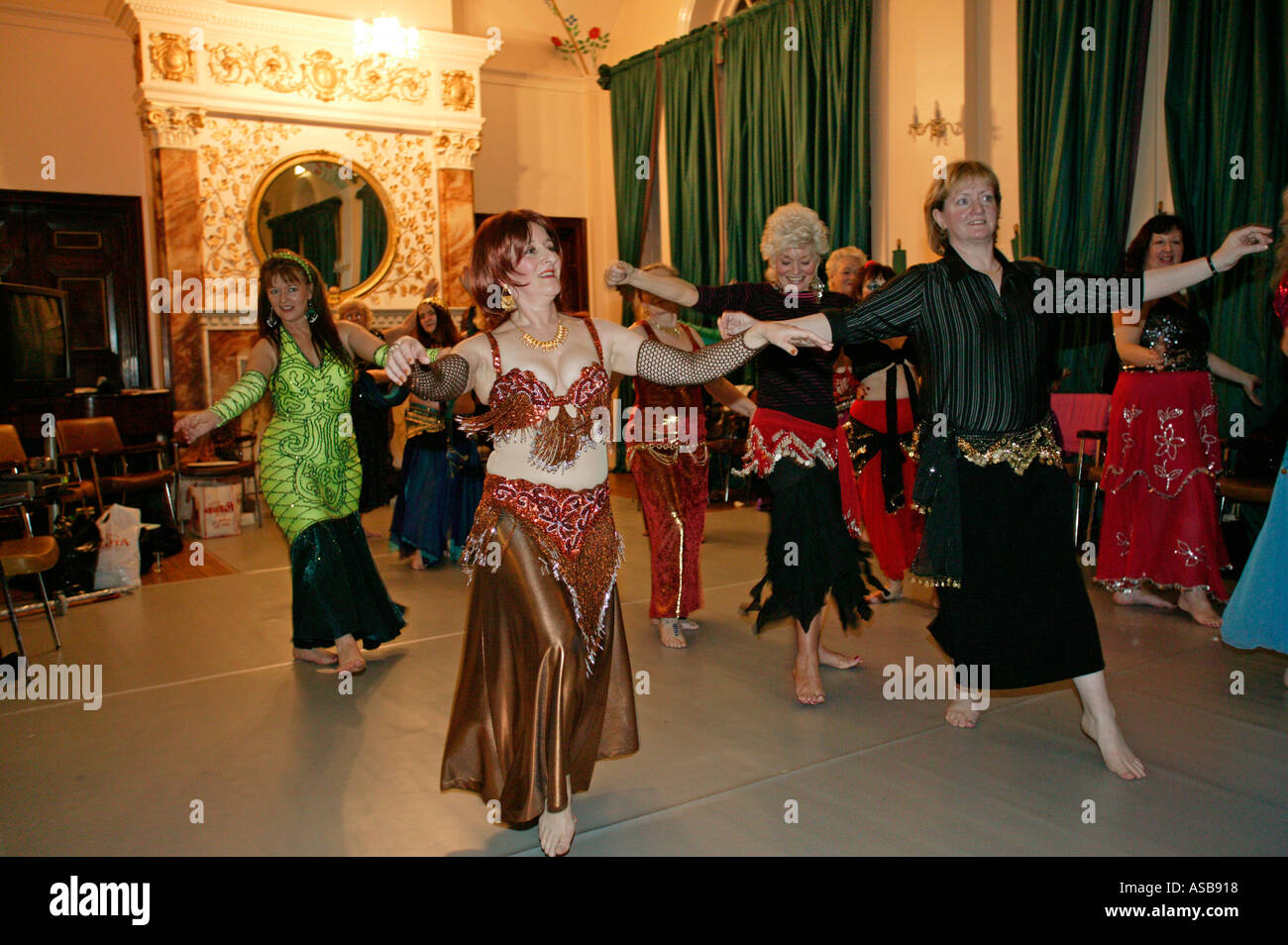 Belly Dancers being taught in belly dance class by Teachers Stock Photo ...