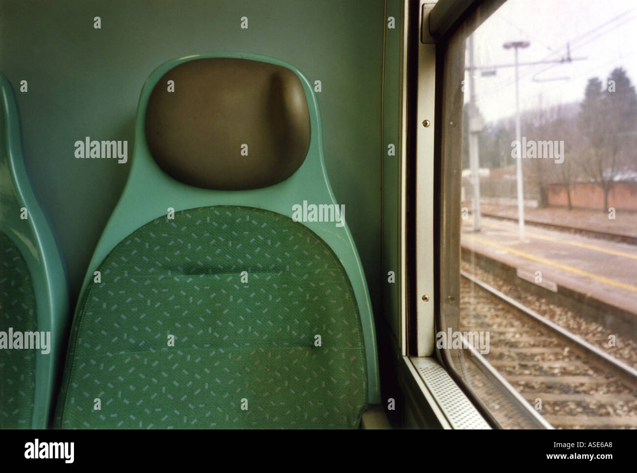 Empty seat in the compartment of a train Stock Photo - Alamy