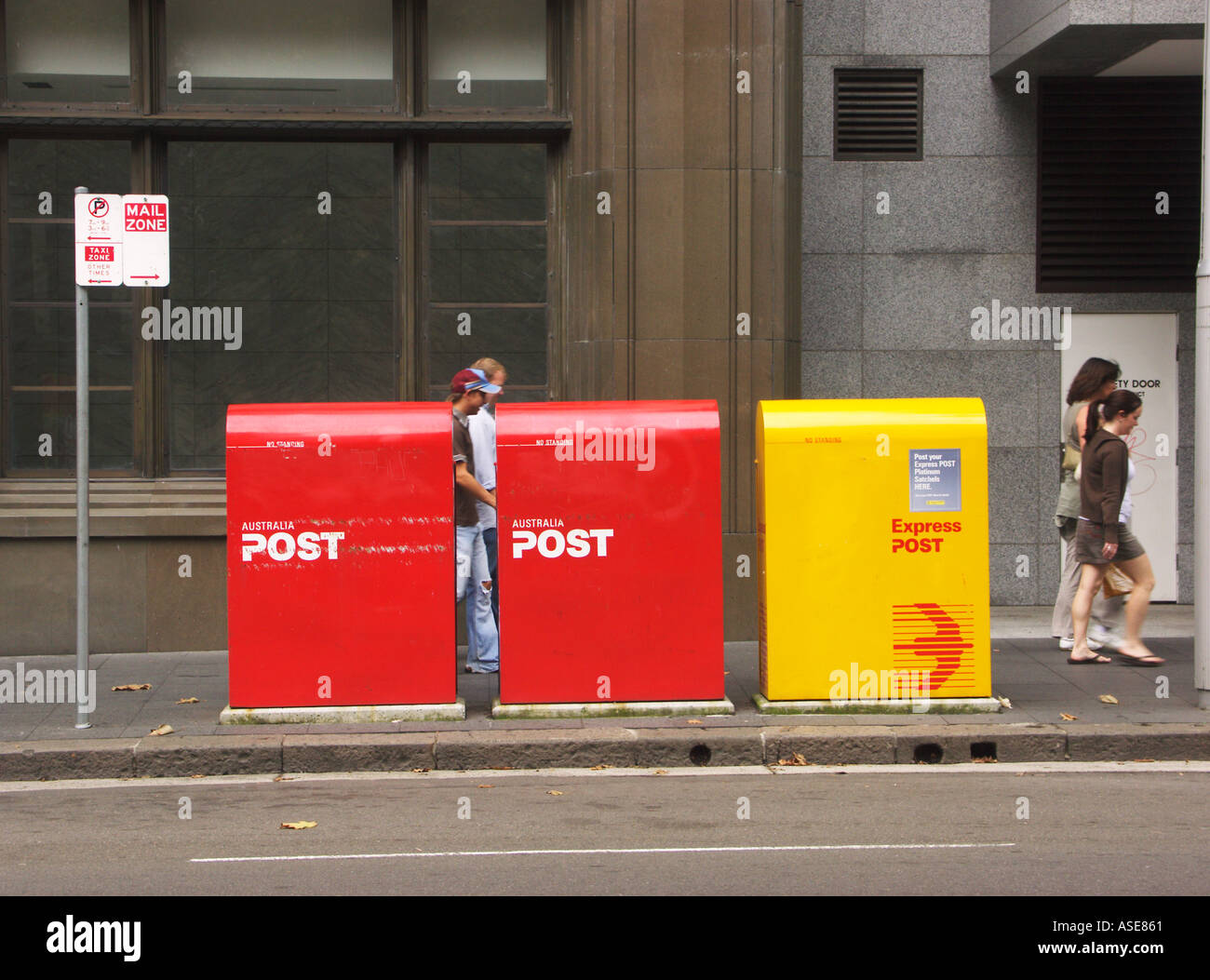 Red and Yellow Post Office Boxes in Sydney NSW Australia Stock Photo ...