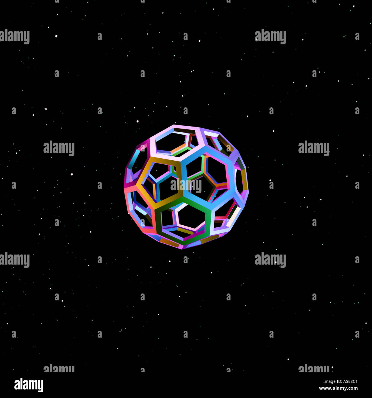 Colorful Buckyball Floats in Space Stock Photo - Alamy