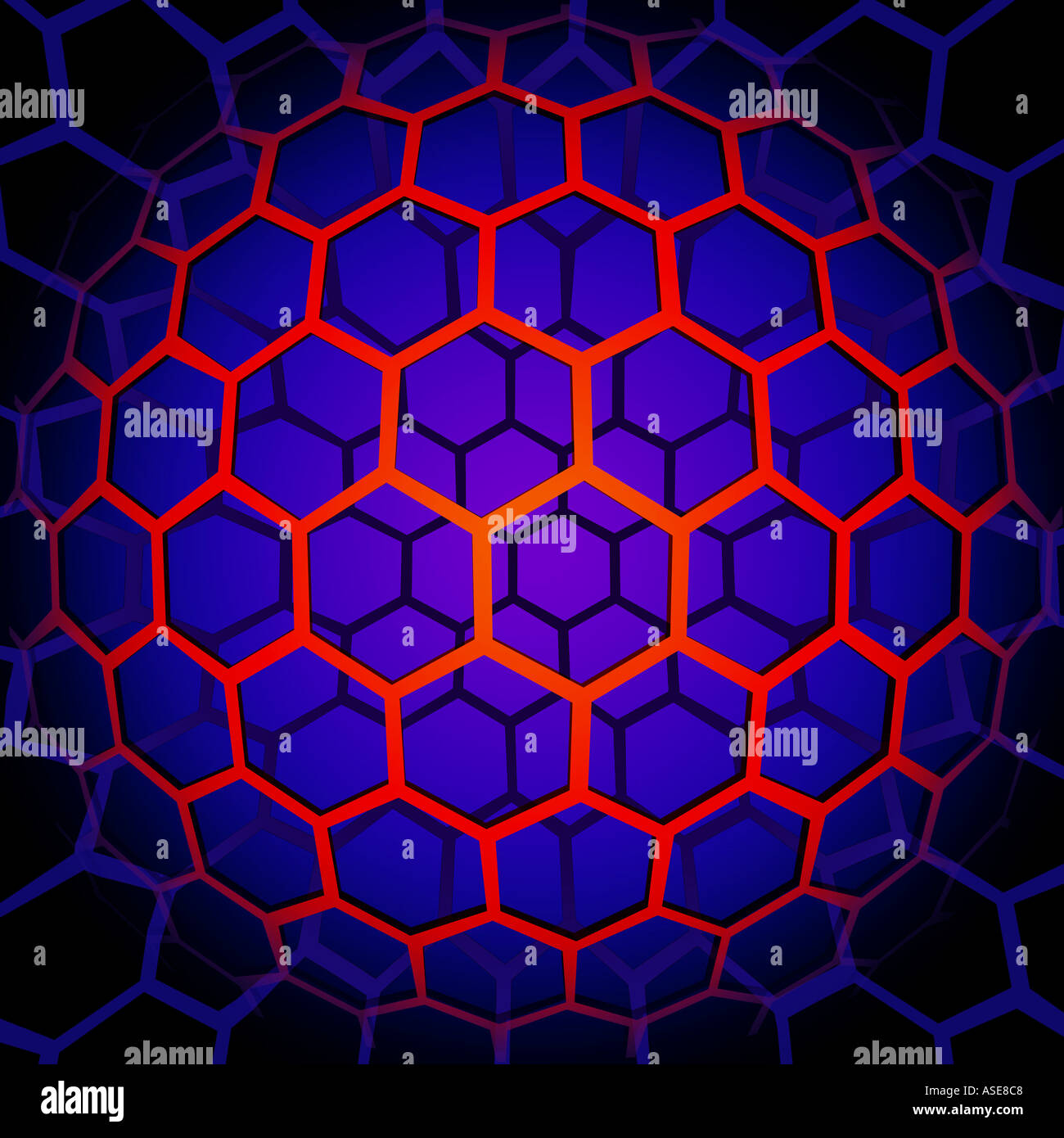 Imaginary view of a carbon atom network forming a honeycomb pattern ...