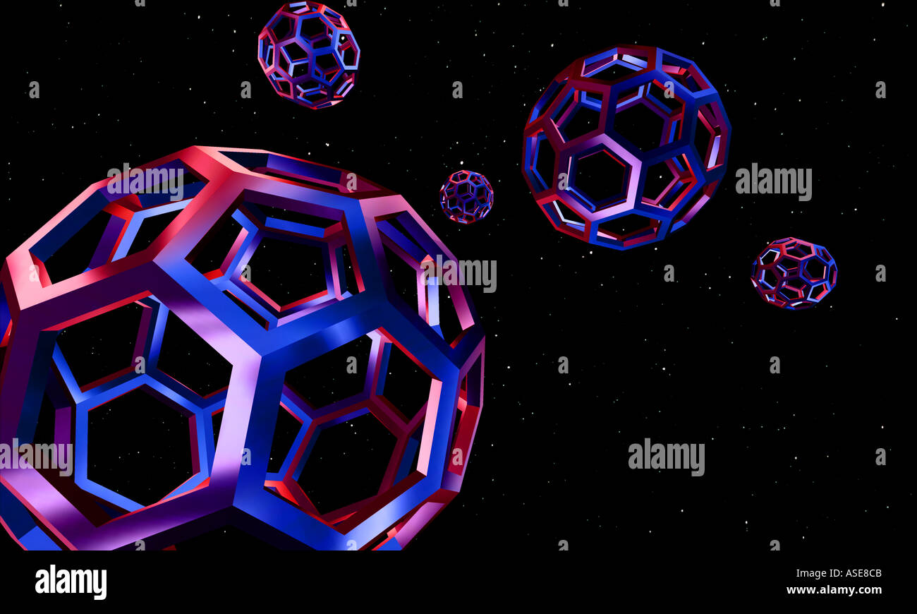 Fantasy view of carbon atom balls in space Stock Photo - Alamy