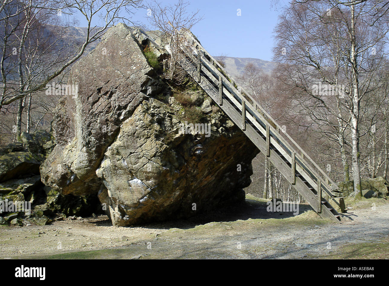 Bowder Stone in Borrowdale English Lake District Stock Photo - Alamy