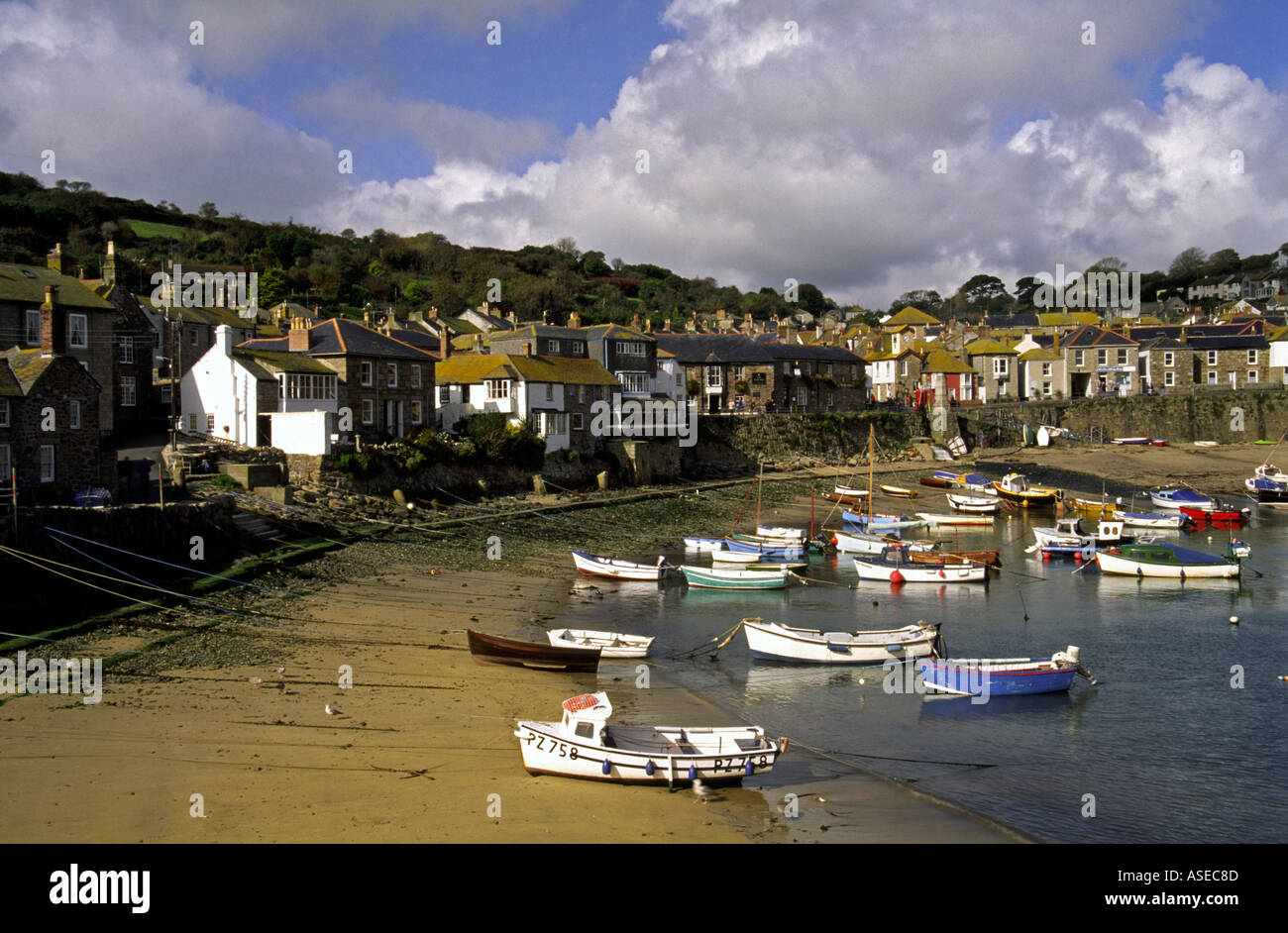 Village and Harbour of Mousehole Mousehole Cornwall England Stock Photo ...