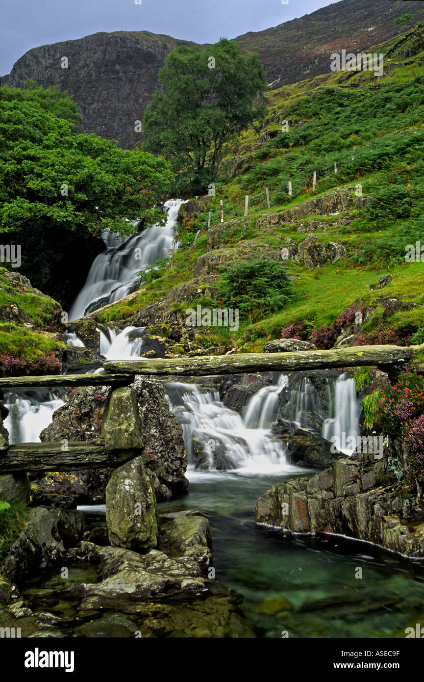 Waterfall on the Afon Cwn Llan river Snowdonia North Wales UK Stock ...