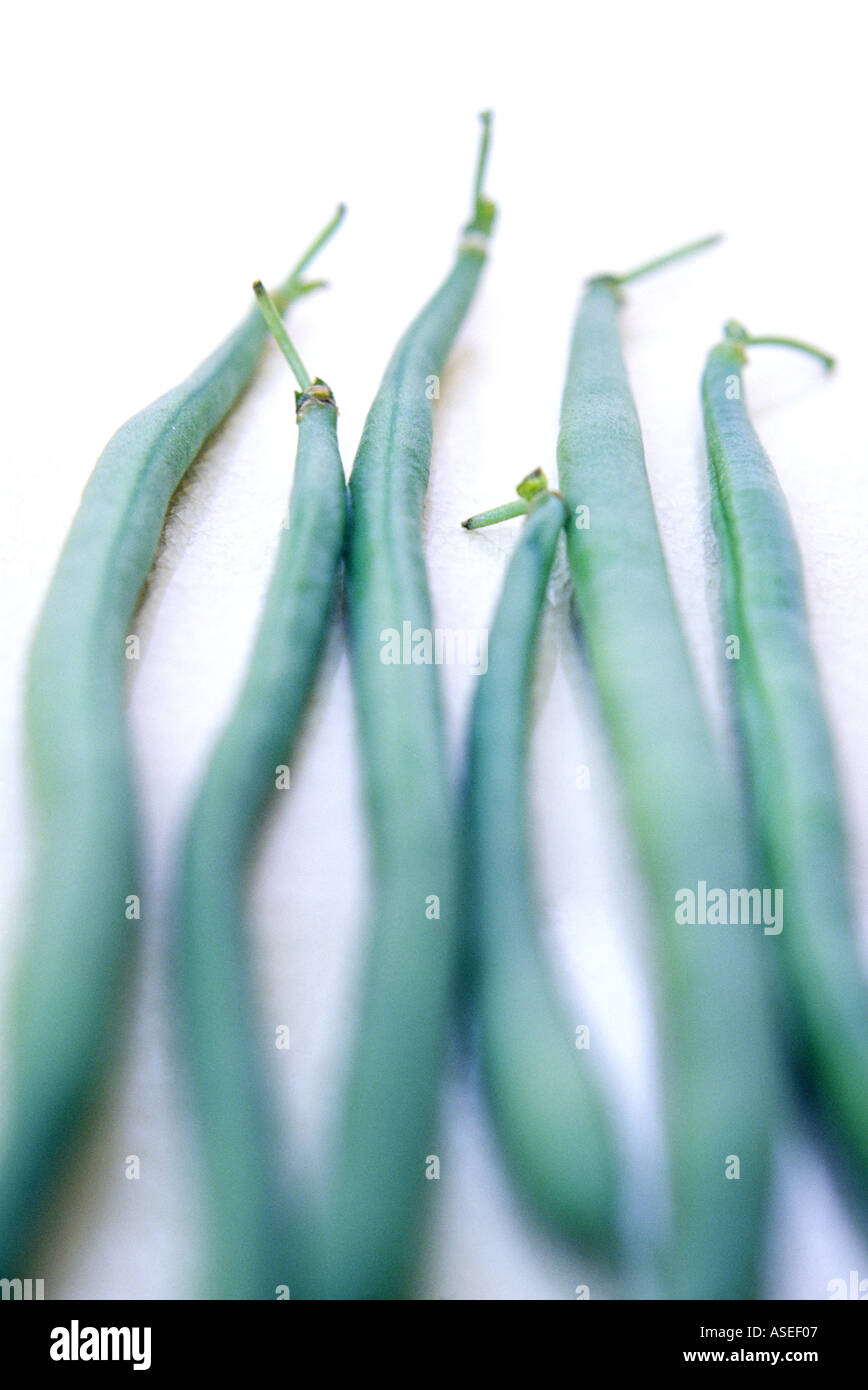 Fresh green string beans on white background Stock Photo - Alamy