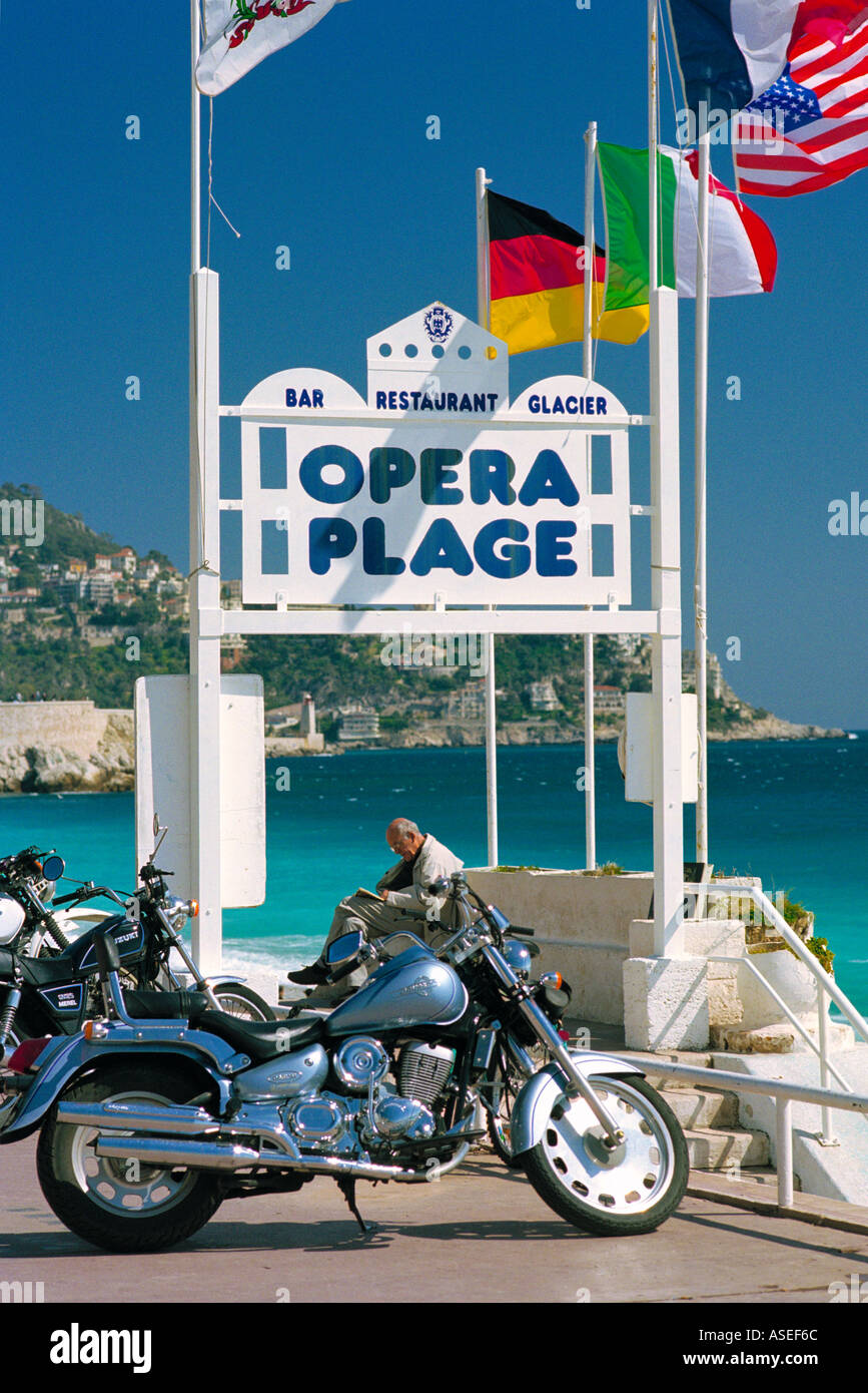 Motorbike beach promenade des anglais nice france hi-res stock ...