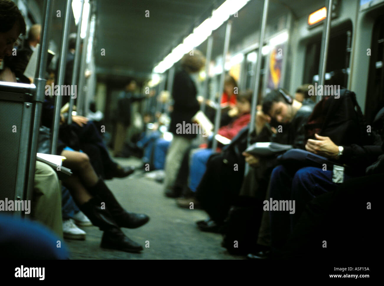 Scene from an MBTA subway train in Boston Massachusetts Stock Photo - Alamy