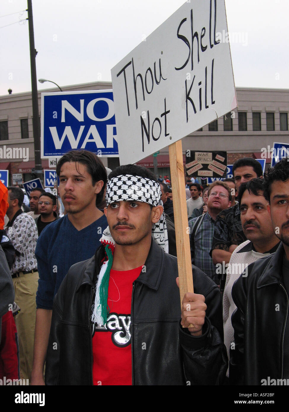 Dearborn Michigan Arab Americans demonstrate against the war in Iraq ...