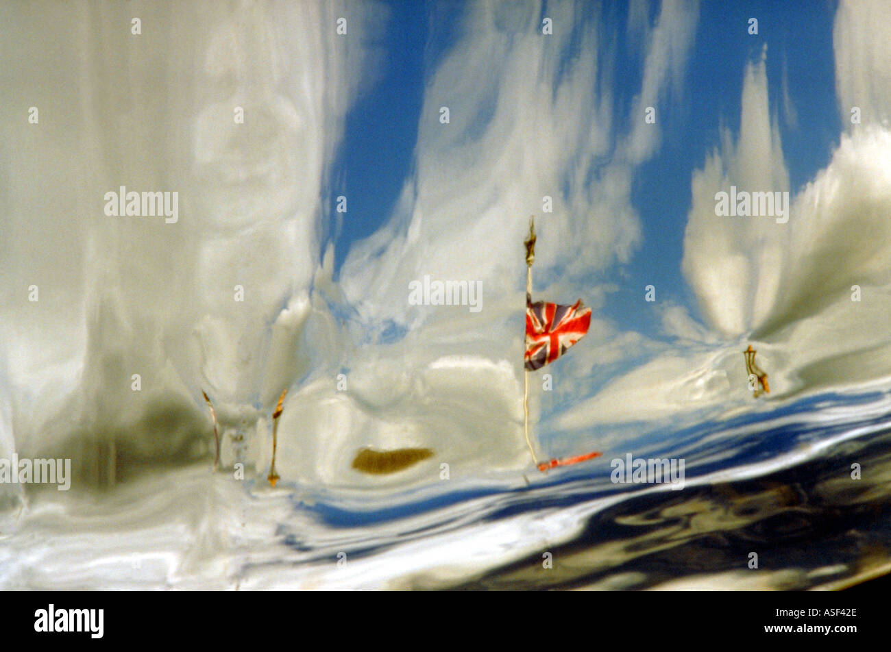 Reflection of the Union Jack Flag from a Metal Surface Stock Photo - Alamy