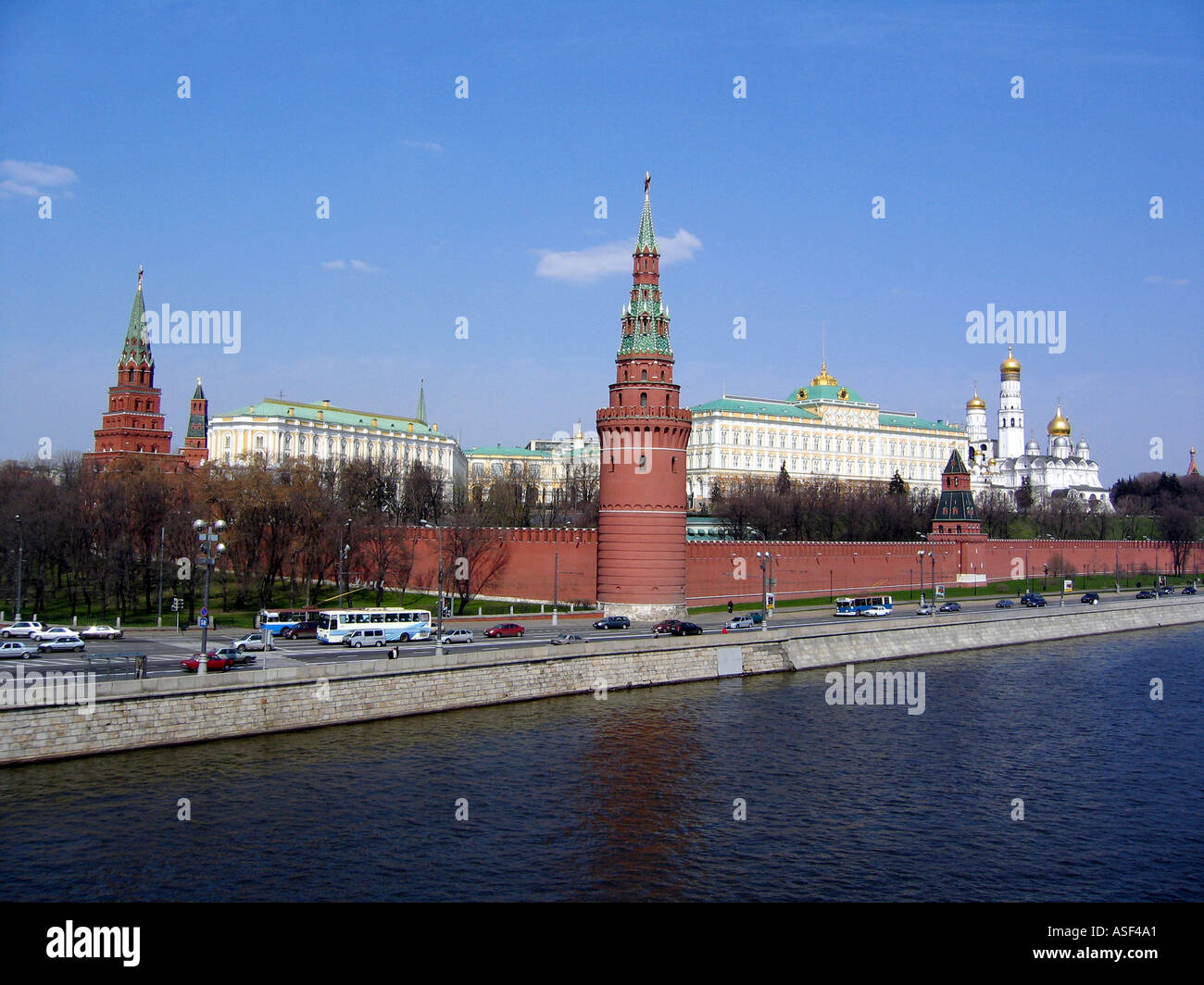 Moscow Russia The Kremlin with Water Tower and Moskva River seen from ...