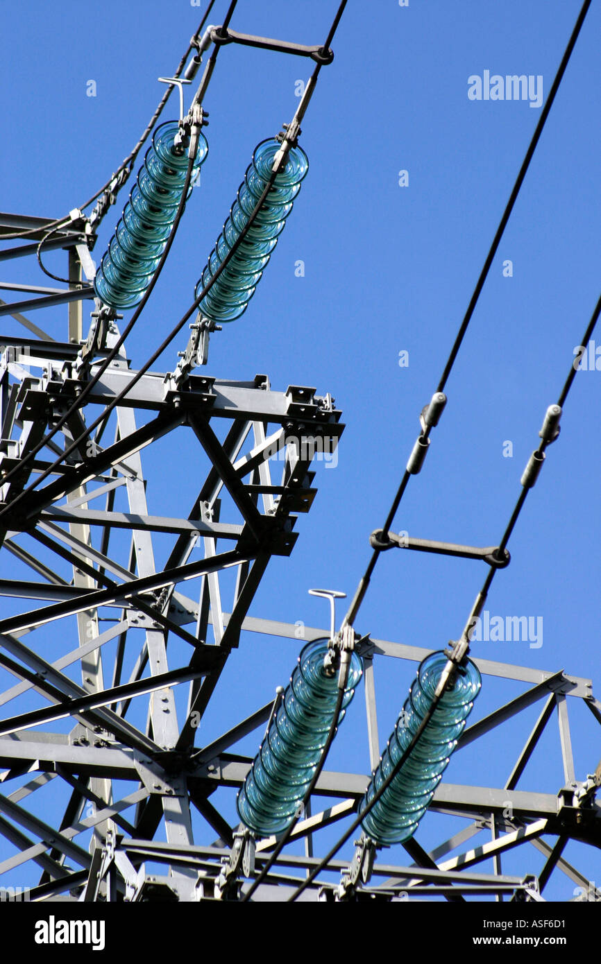 High Voltage Electricity Distribution Pylon Insulator and Power Lines ...