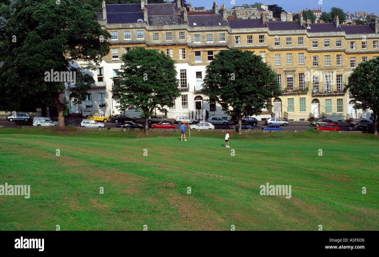 Georgian houses and approach golf course Bath Somerset England Stock ...