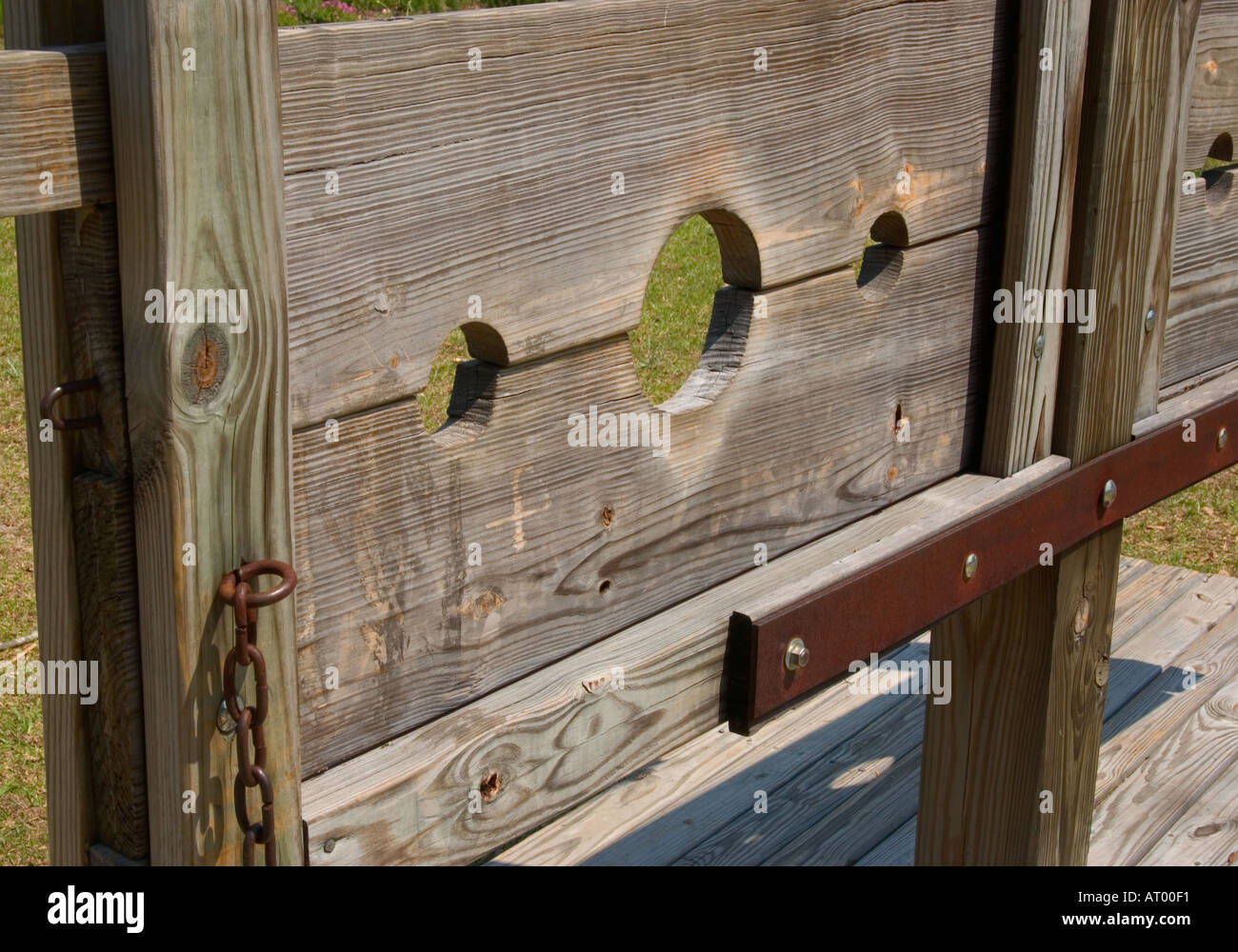 Wooden stocks punishment hi-res stock photography and images - Alamy