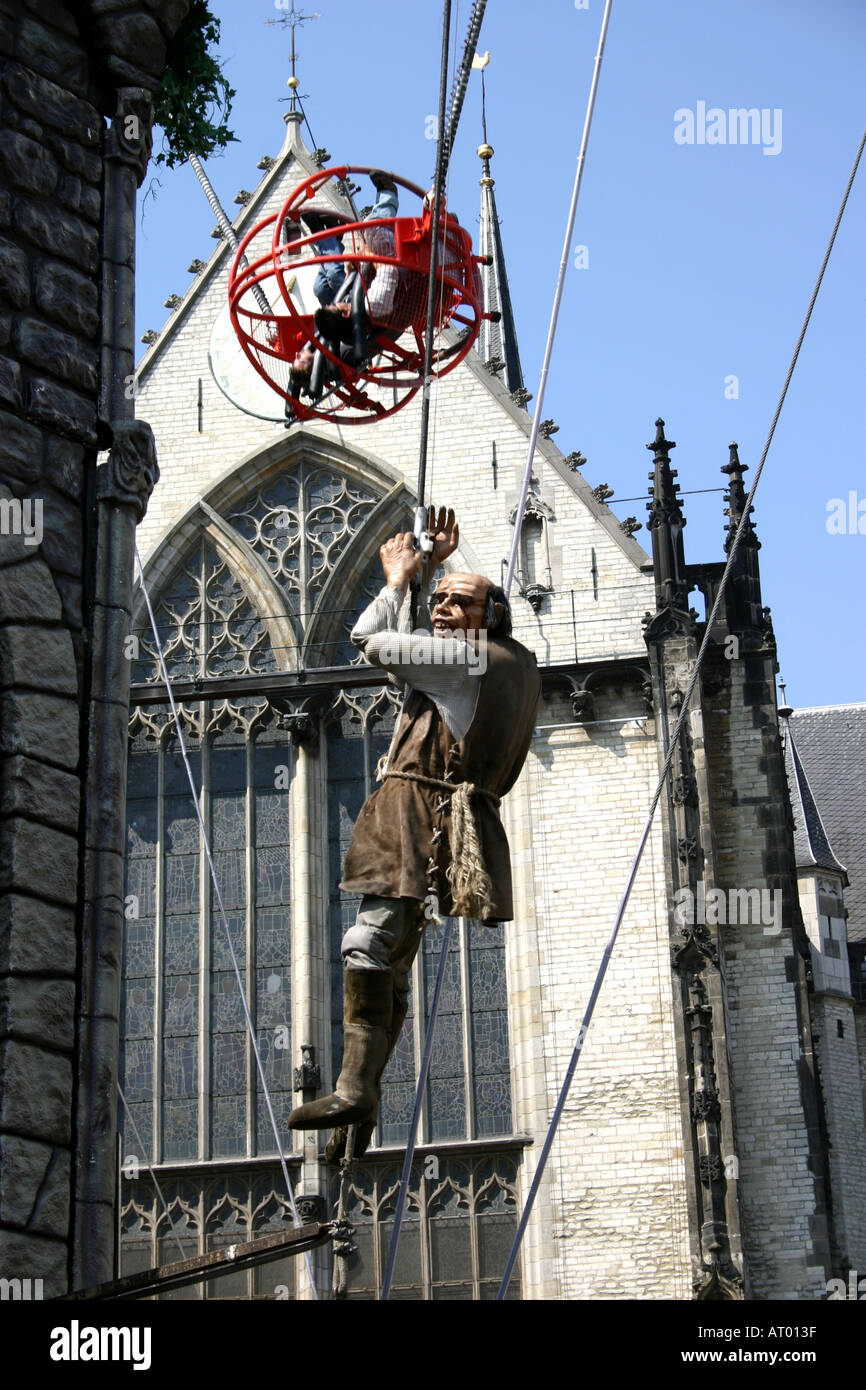 Koninginnedag celebration ghost climbing wall and spin ride upside down ...