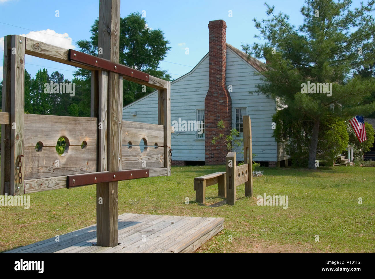 Wooden stocks punishment hi-res stock photography and images - Alamy
