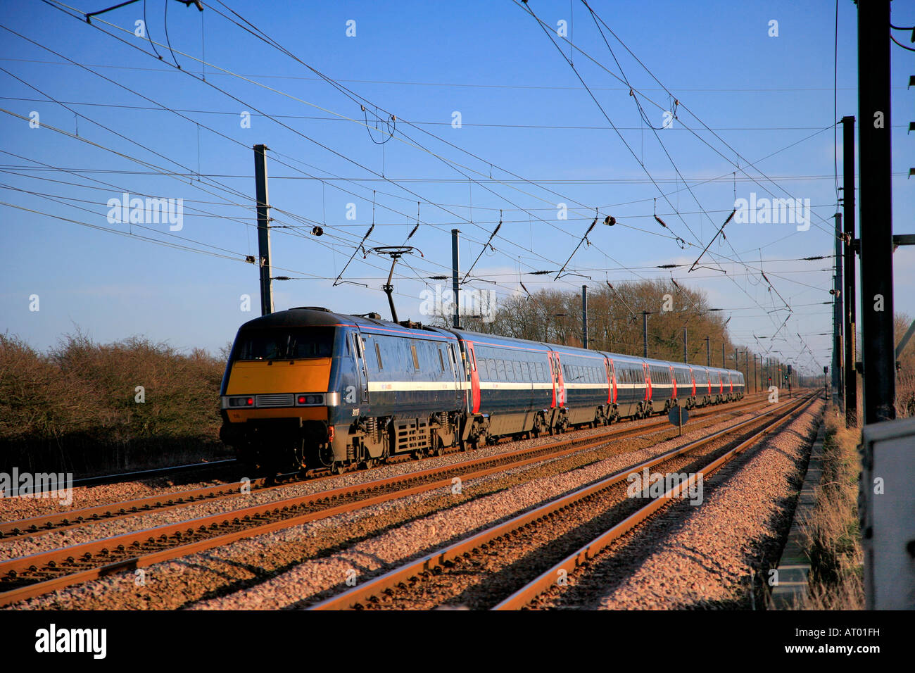 91118 National Express Electric Train at Lolham East Coast Main Line ...