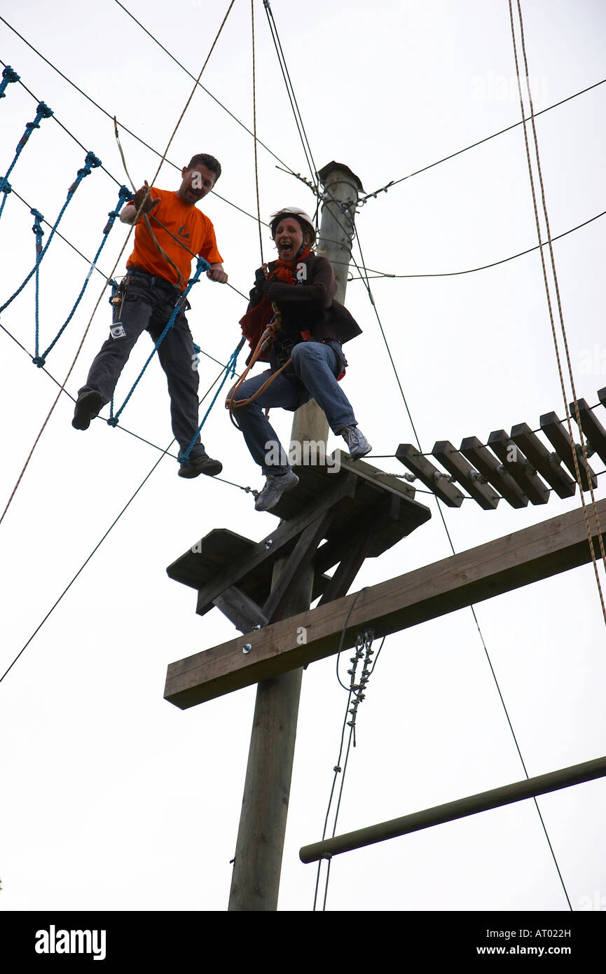 high rope course Stock Photo - Alamy