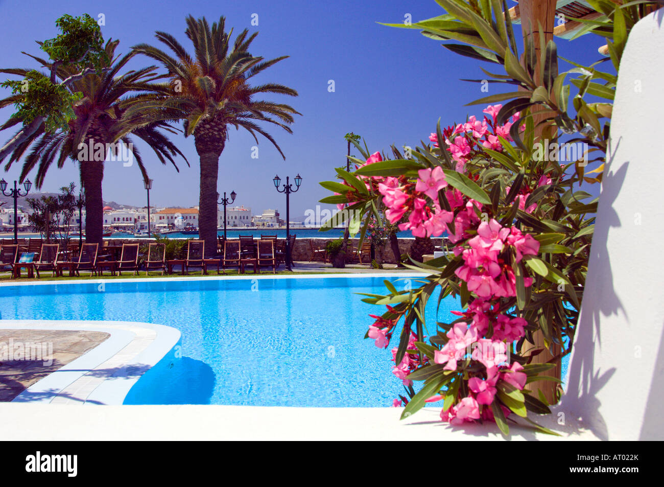 Views of the pool area and facilities at the Leto Hotel of Mykonos in ...