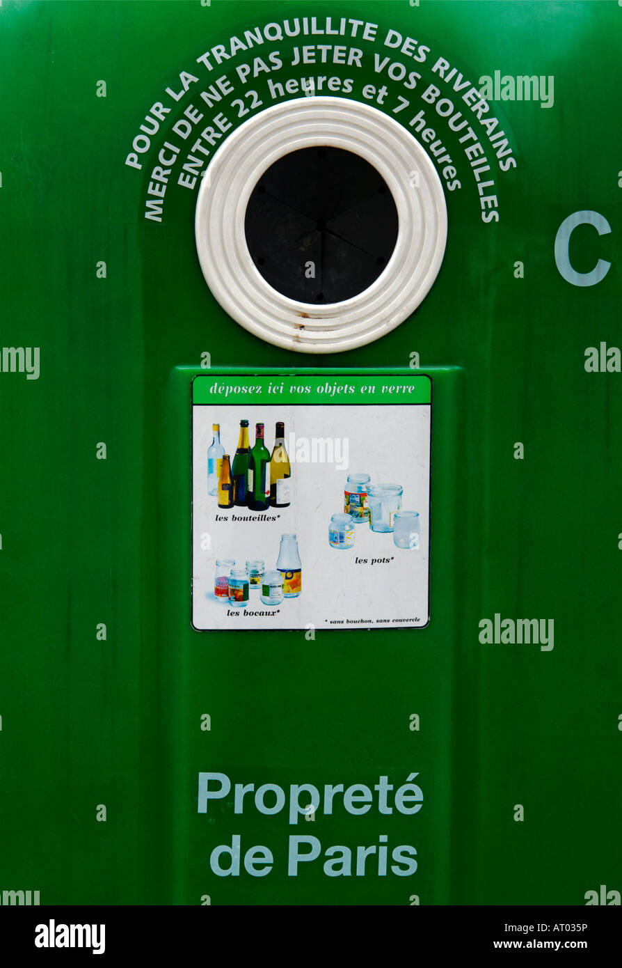 Recycling container in Paris France Stock Photo - Alamy