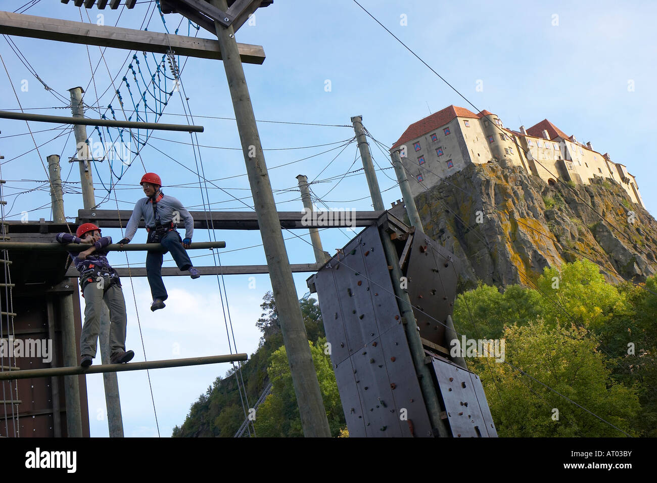 high rope course Stock Photo - Alamy
