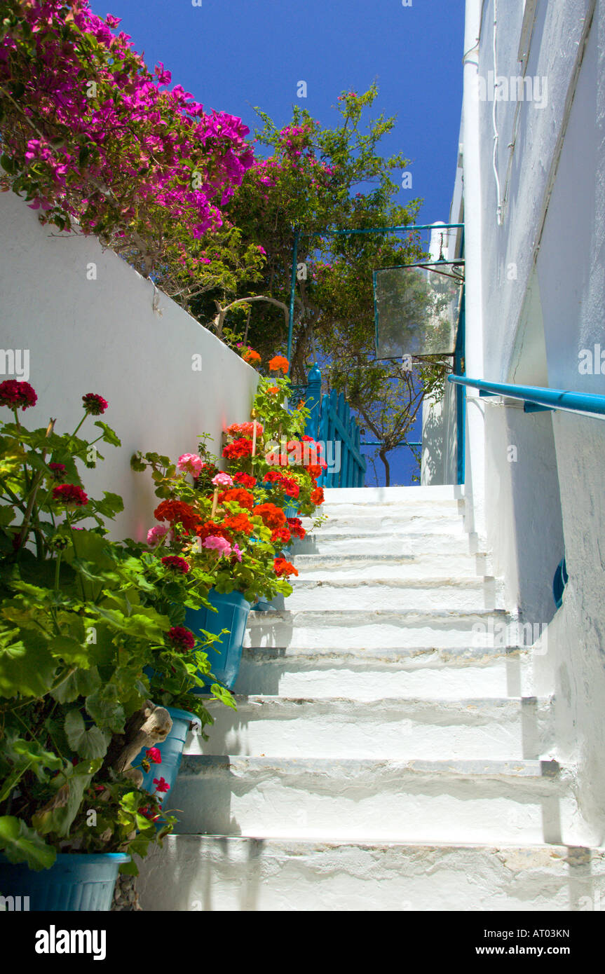 Greek architecture in the town of Hora on the Greek Island of Mykonos ...