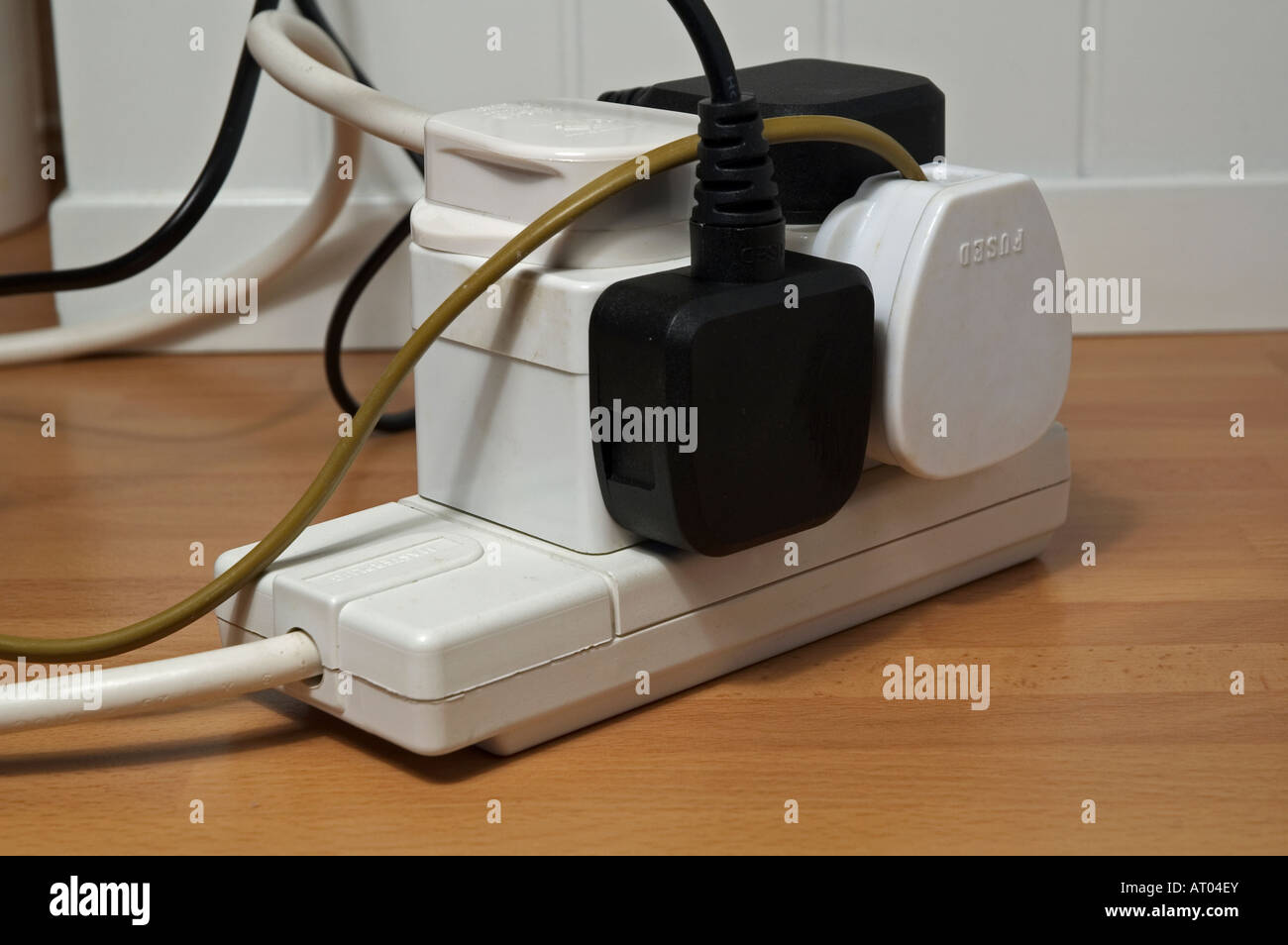 an overloaded electrical junction box Stock Photo - Alamy