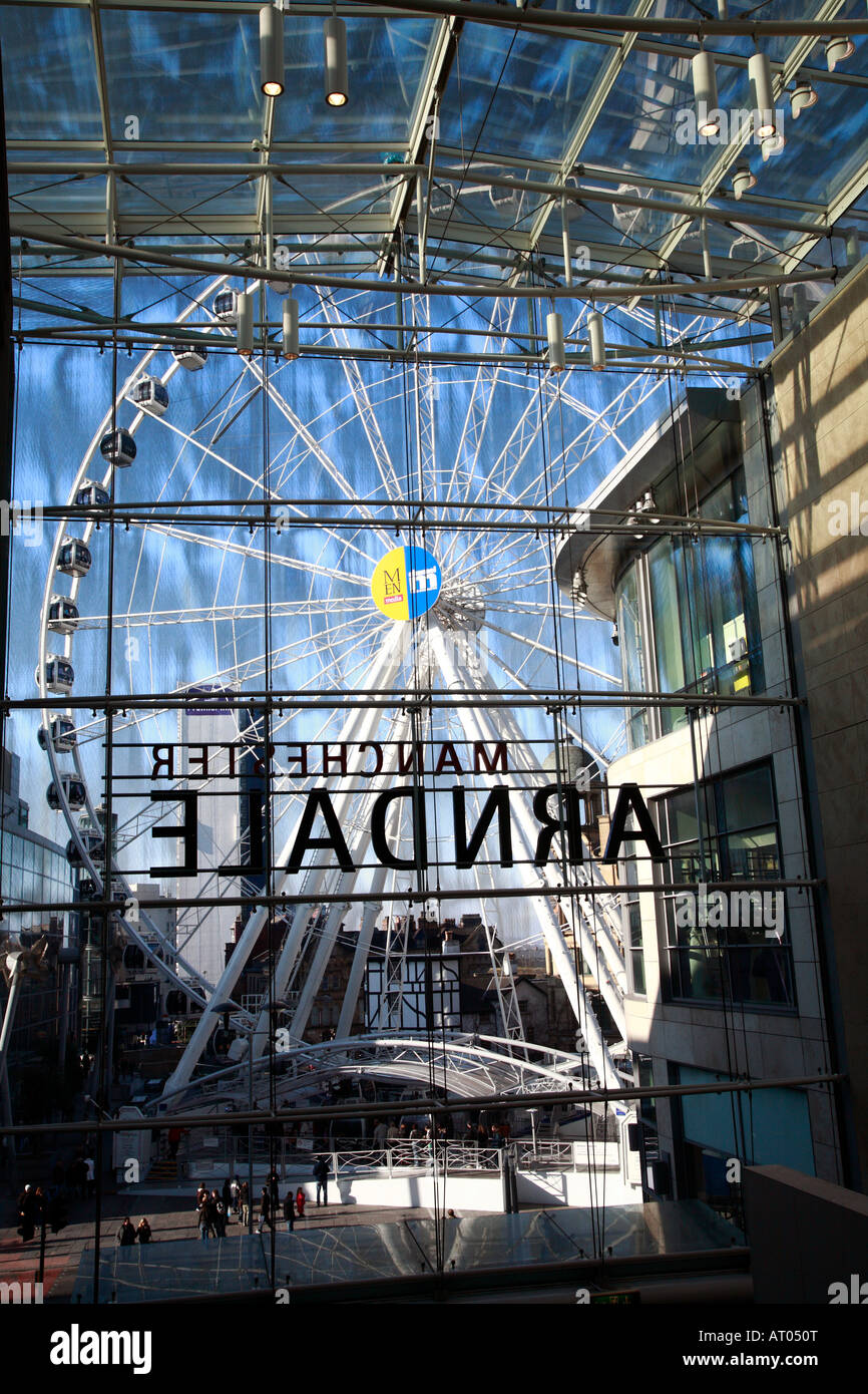 The Wheel of Manchester from inside The Arndale, Manchester, England UK ...