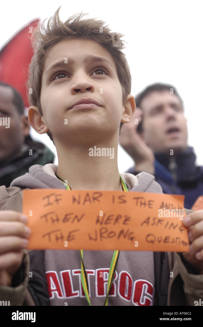 A young protestor at a peace rally Trafalgar Square London 2004 Stock ...
