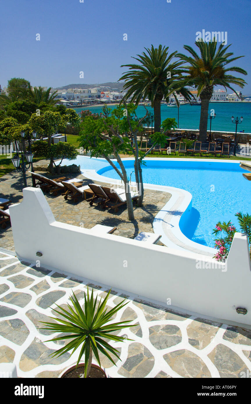 Views of the pool area and facilities at the Leto Hotel of Mykonos in ...