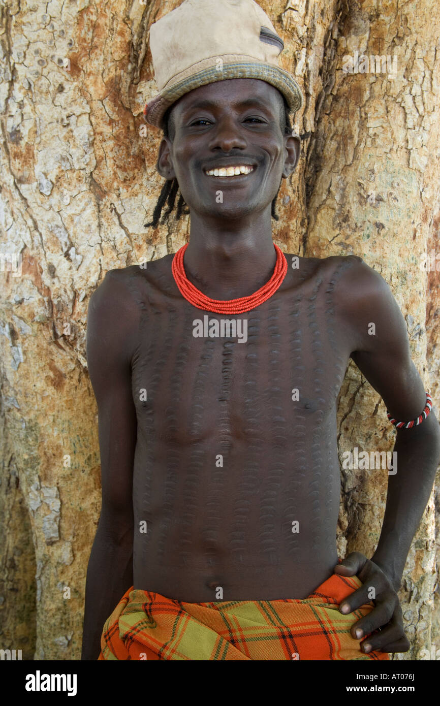 Man of ther Dhasanech Tribe Displays his Scarified Chest, Omo River ...
