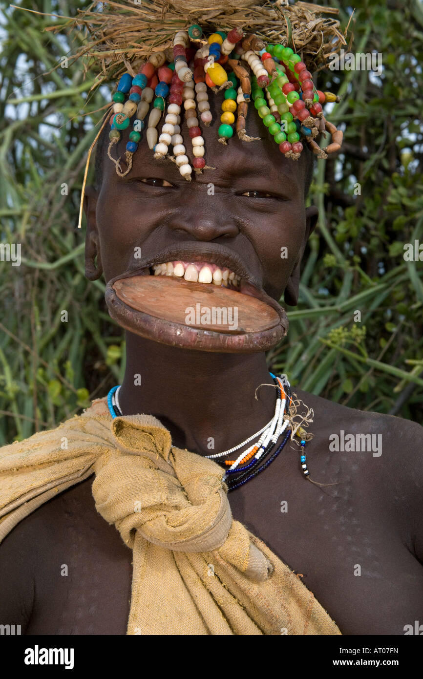 Mursi Woman with Lip Plate and Scarification, Omo River Valley ...
