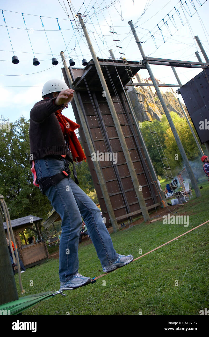 high rope course Stock Photo - Alamy