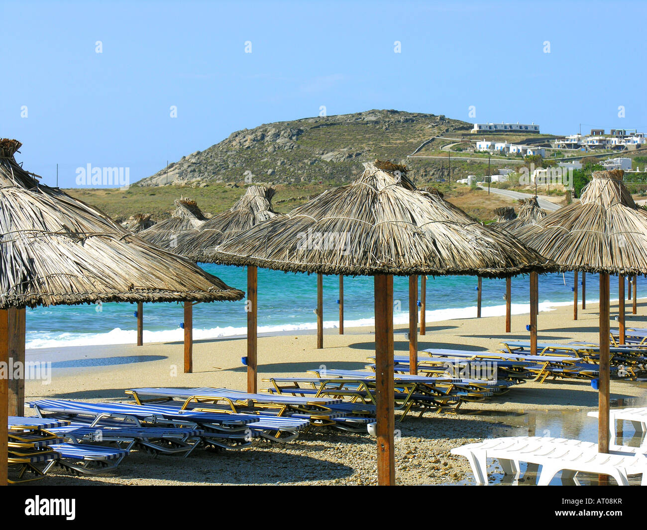 Kalafatis beach at the Contiki Resort Mykonos Greece Stock Photo - Alamy