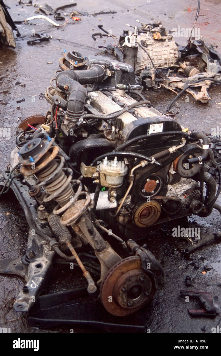 Engine at a scrapyard Stock Photo - Alamy