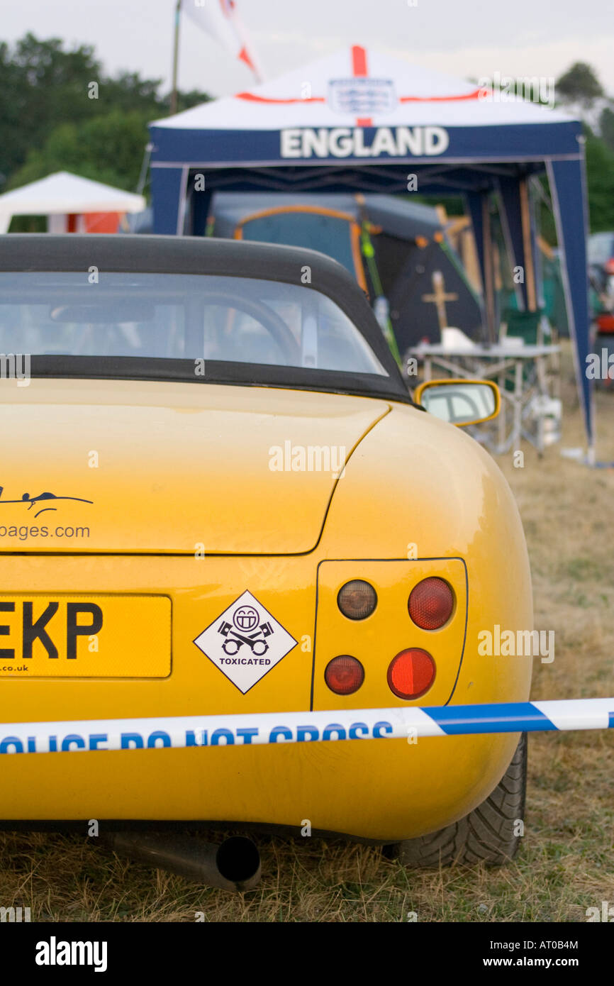 A yellow TVR at a Le Mans campsite Stock Photo - Alamy
