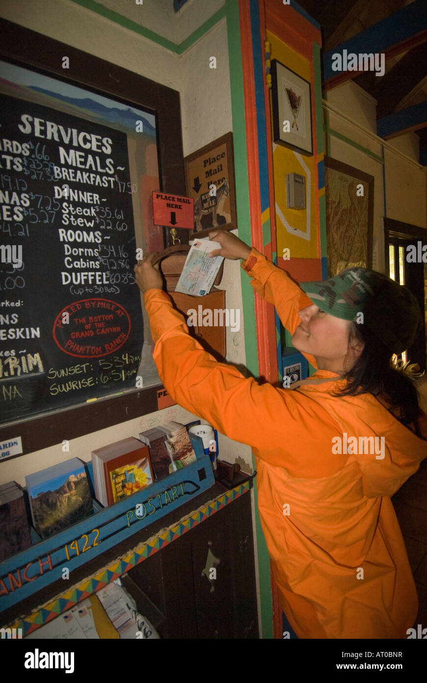Mailing a Mule Packed letter from Phantom Ranch on the Colorado River ...