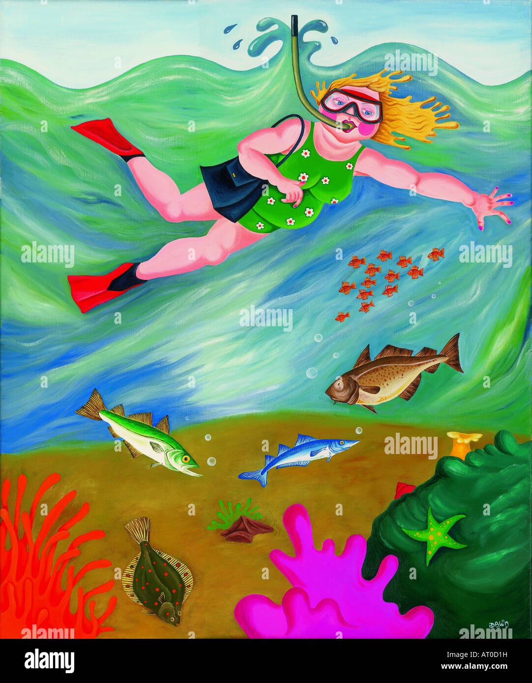 Cartoon swimmer woman hi-res stock photography and images - Alamy