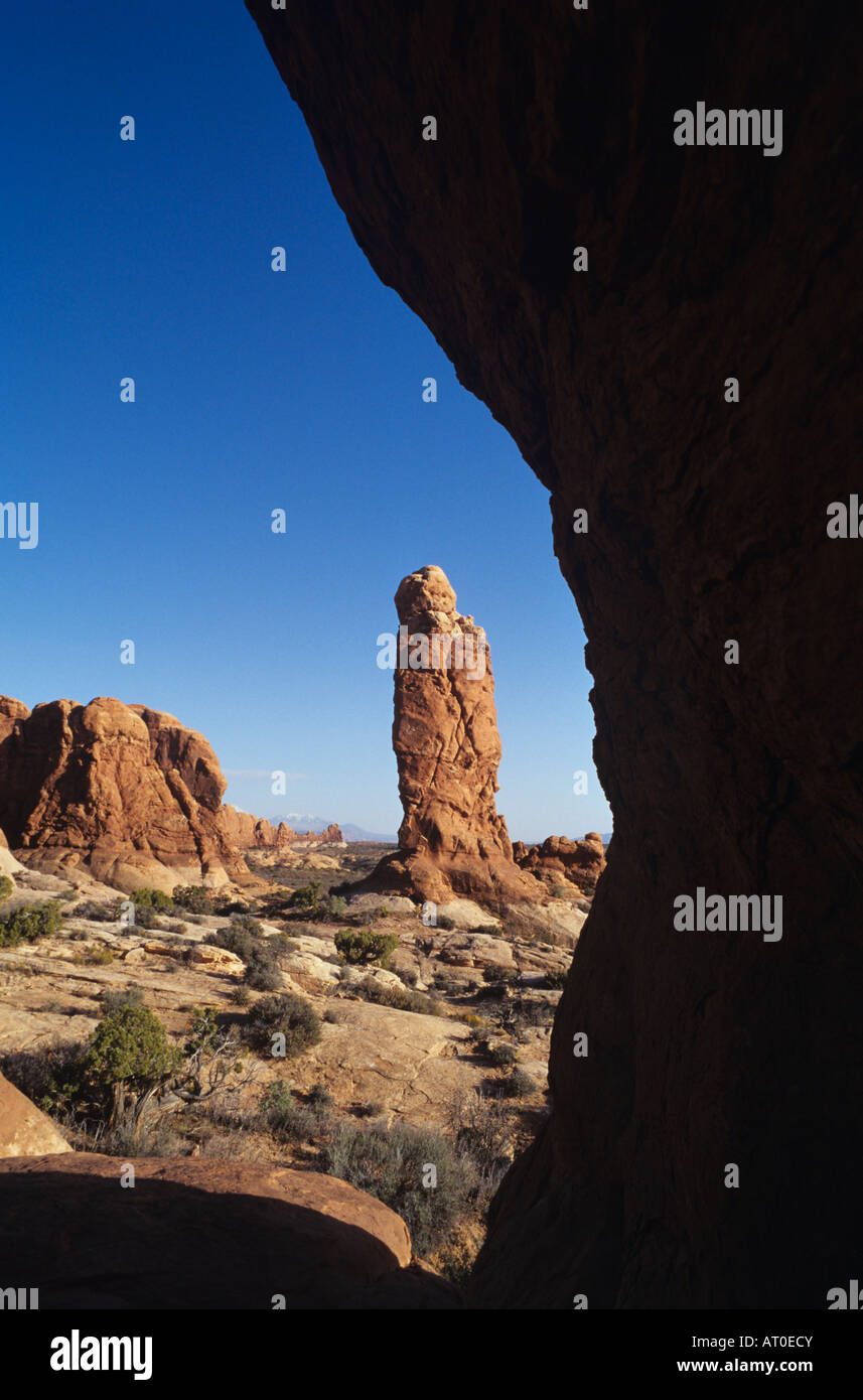 Rock pinnacle in the Windows area, Arches National Park, Utah Stock ...