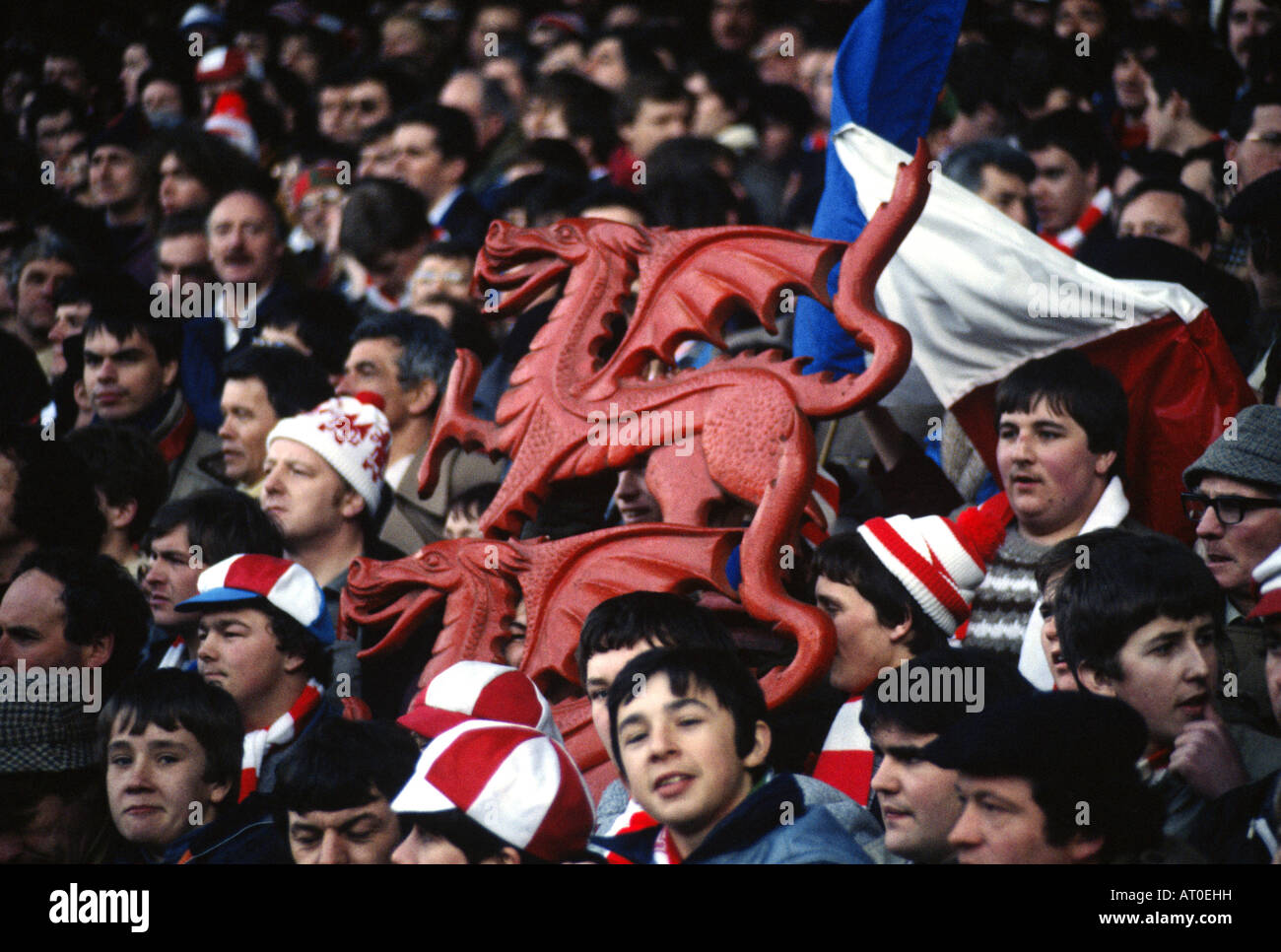 Cut Out Dragon Symbol in the Crowd at a Welsh Rugby Match Stock Photo ...
