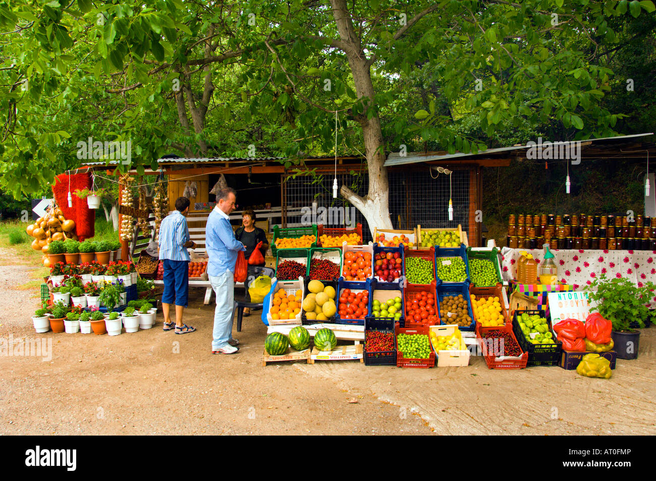 Colorful fruit stands near Meteora and Kalambaka Greece Stock Photo - Alamy