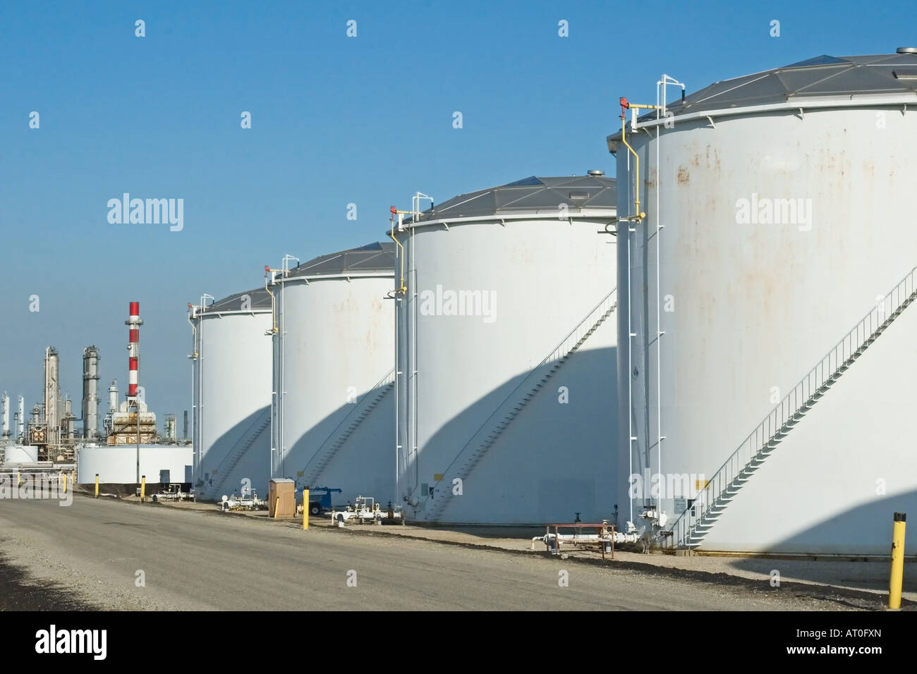 The storage tanks at an oil refinery complex Stock Photo - Alamy
