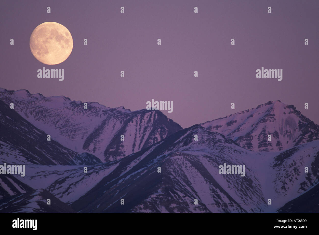 full moon over Gates of the Arctic National Park North Slope of the ...